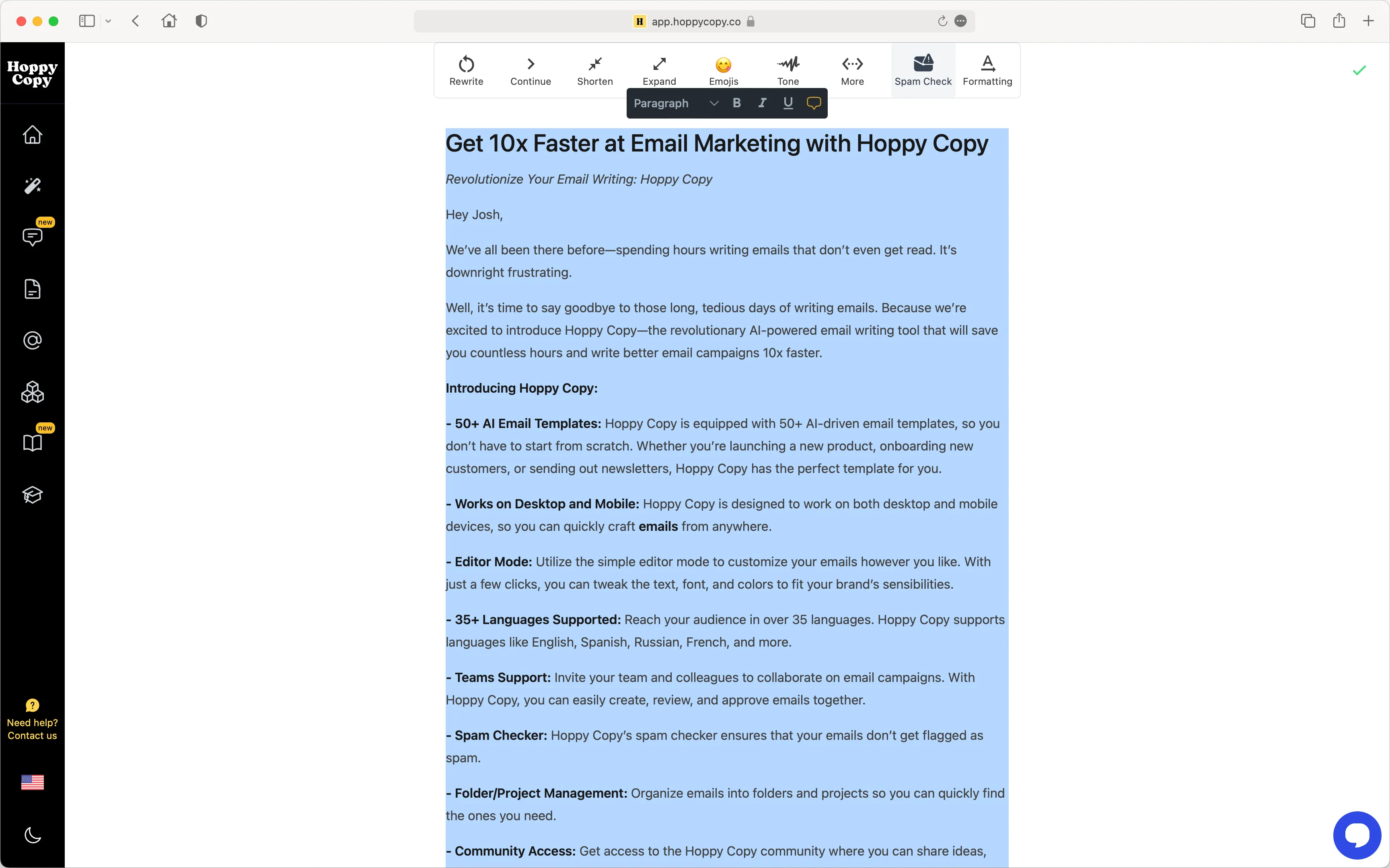 Spam Words Checker Hoppy Copy
