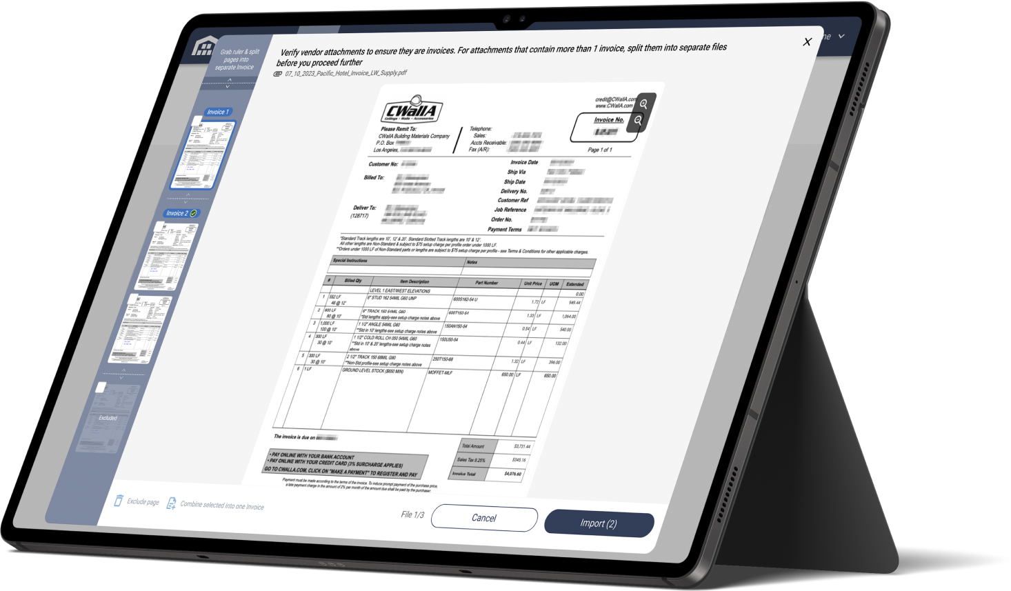 Field Materials: Invoices Module
