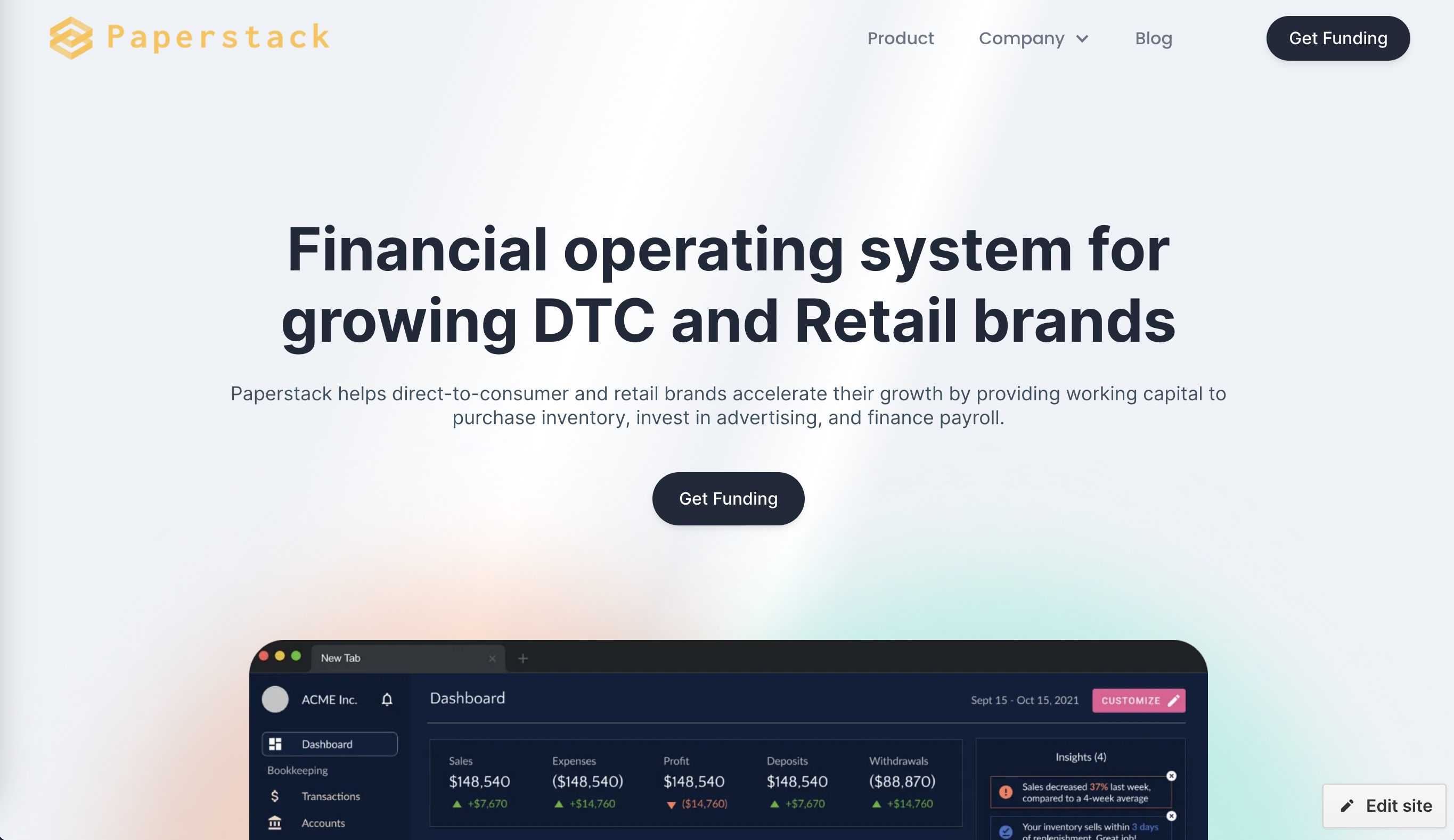 Paperstack - Financial Platform for E-Commerce Brands