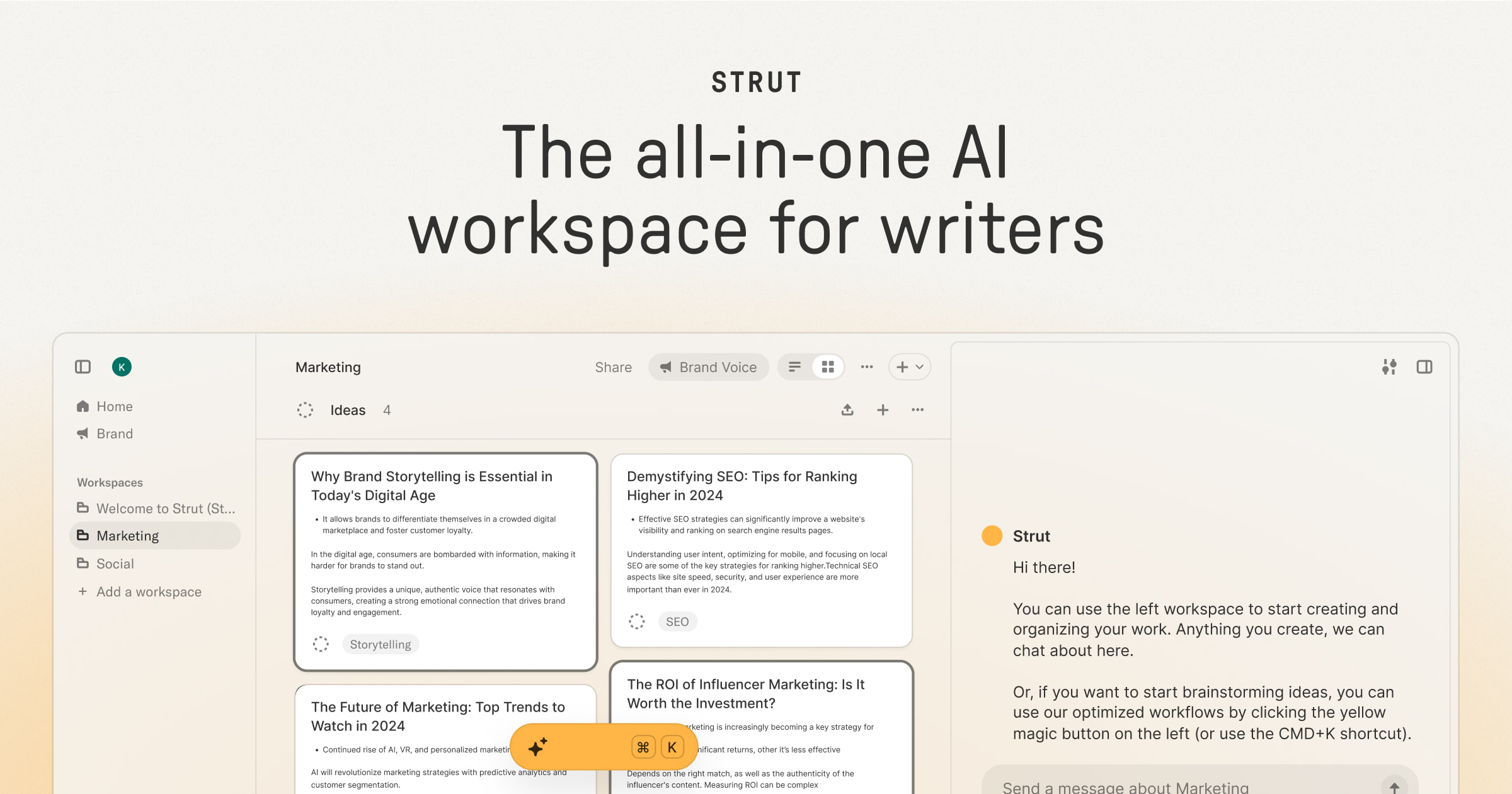 Strut — The all-in-one AI workspace for writing