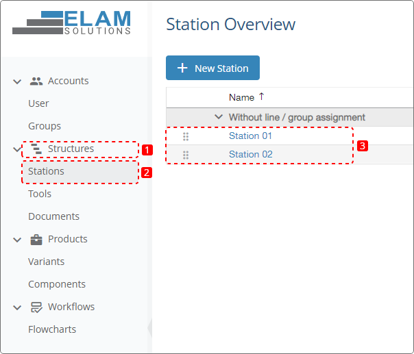 Dokumente einer Station zuweisen - ELAM Solutions