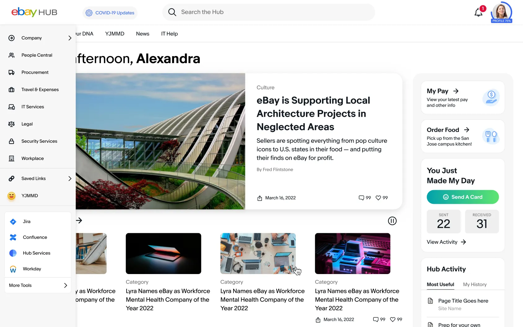Project eBay employee homepage in Valencia Spain