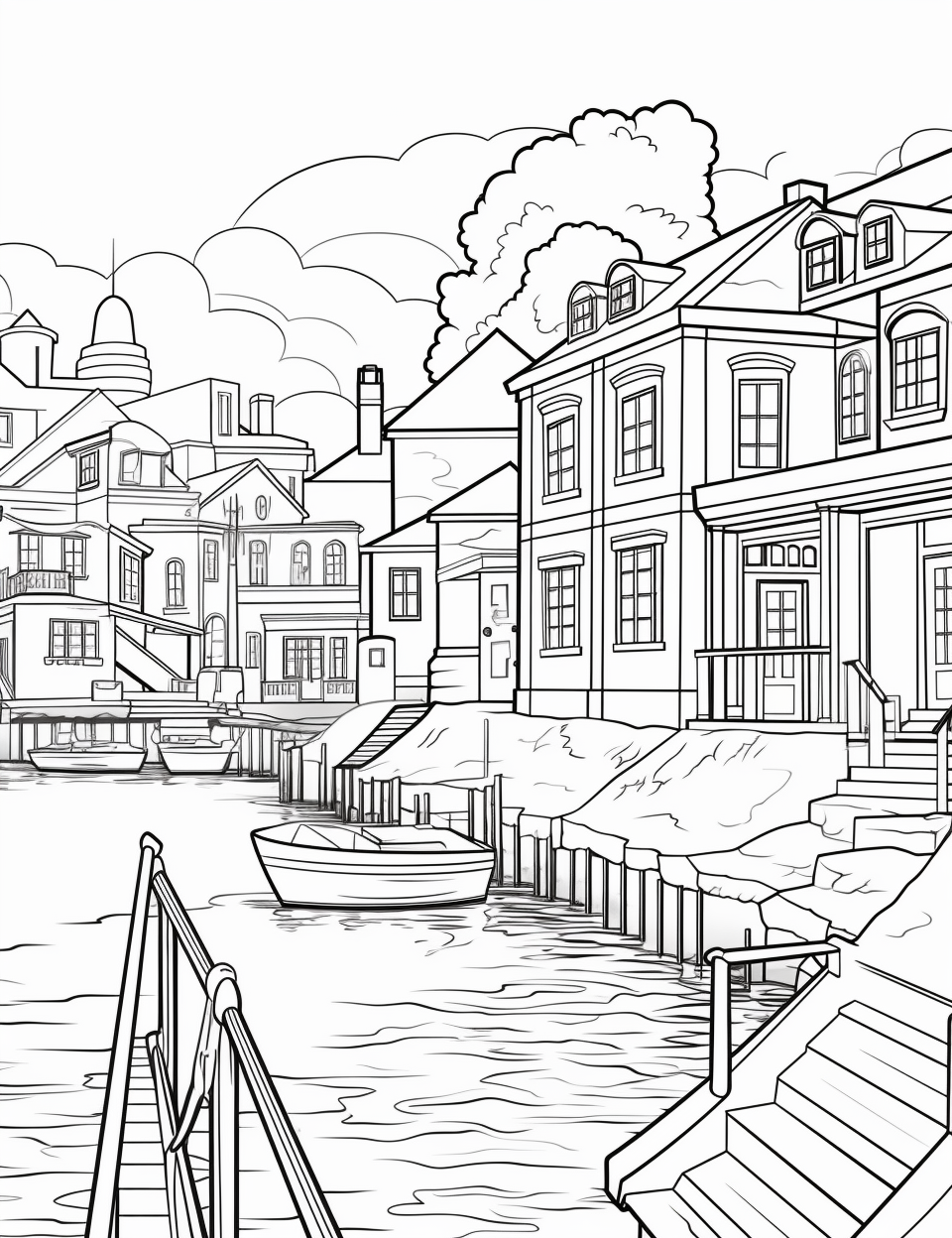 Color Craftables | Coloring Pages | Nature - Built Environment - Harbor