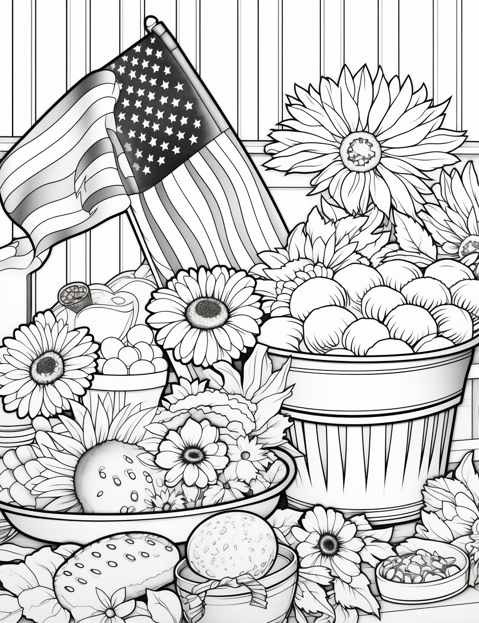Color Craftables | Coloring Pages | Holiday - 4th of July - BBQ Picnic