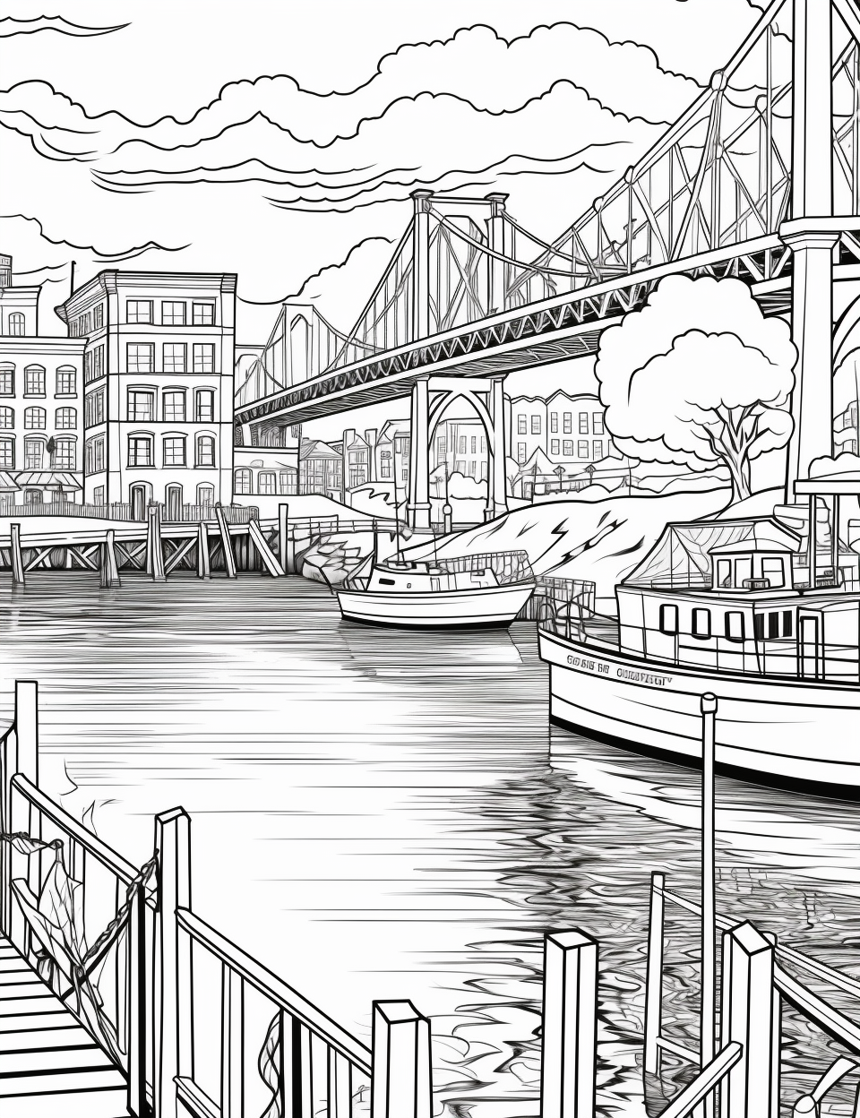 Color Craftables | Coloring Pages | Nature - Built Environment - Harbor