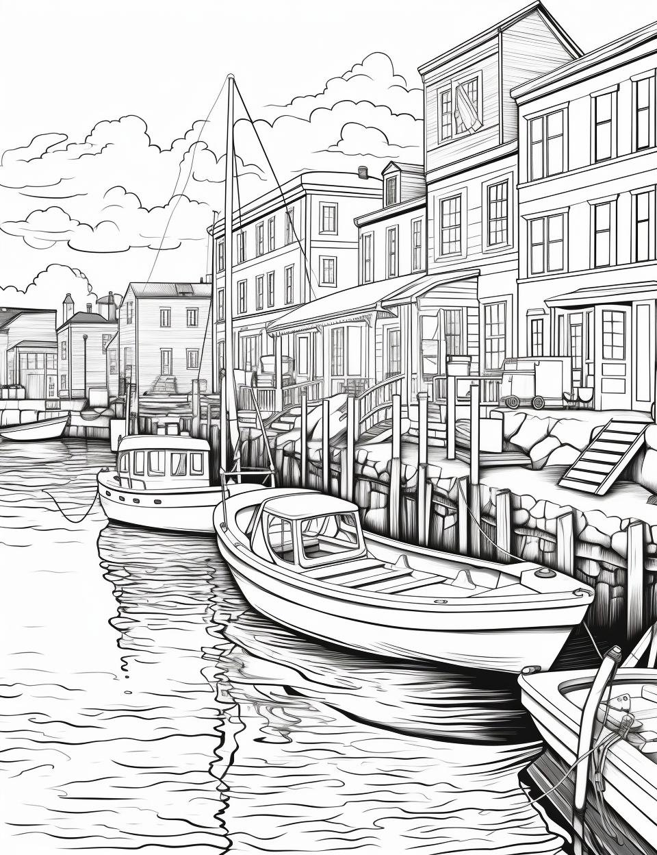 Color Craftables | Coloring Pages | Nature - Built Environment - Harbor