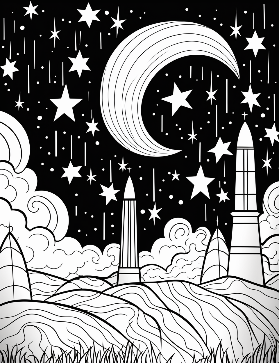 Color Craftables | Coloring Pages | Nature - Sky & Space - Starry Night