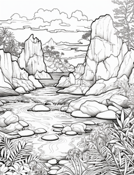 Color Craftables | Coloring Pages | Nature - Water Bodies - Rocky Shore