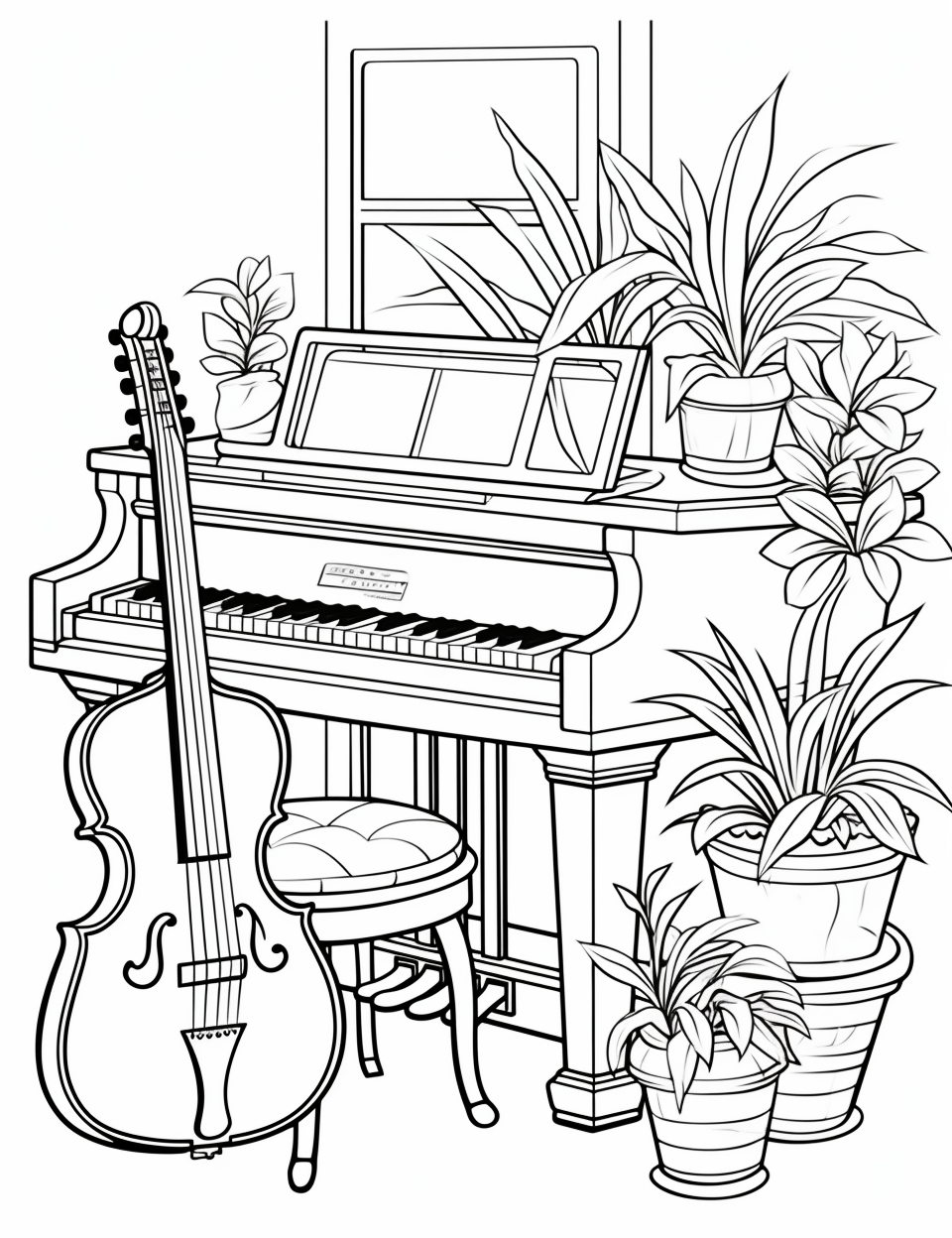 Color Craftables | Coloring Pages | Objects - Musical Instruments - Piano