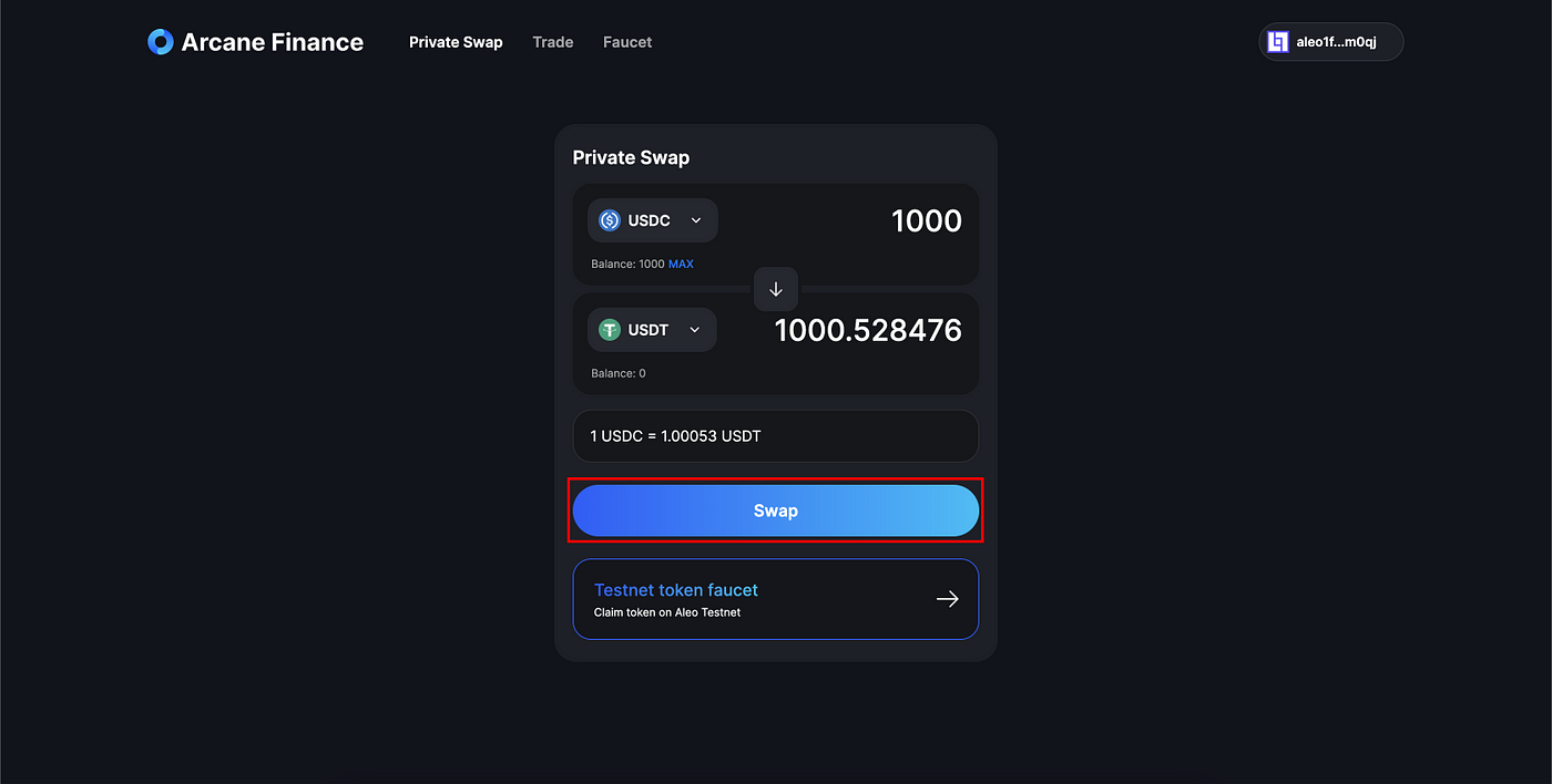How to make private swaps in Arcane Finance using Leo Wallet - Sep 18, 2021 - Core - Webflow ...