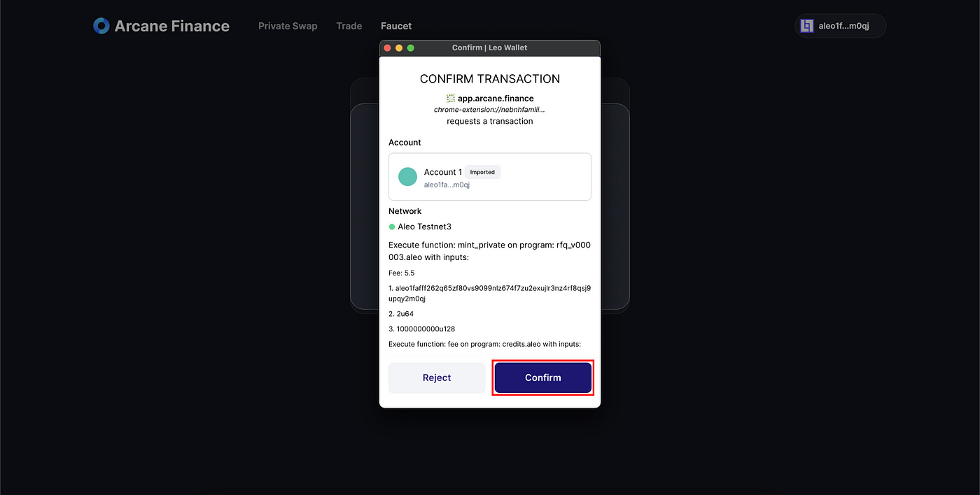 How to make private swaps in Arcane Finance using Leo Wallet - Sep 18, 2021 - Core - Webflow ...