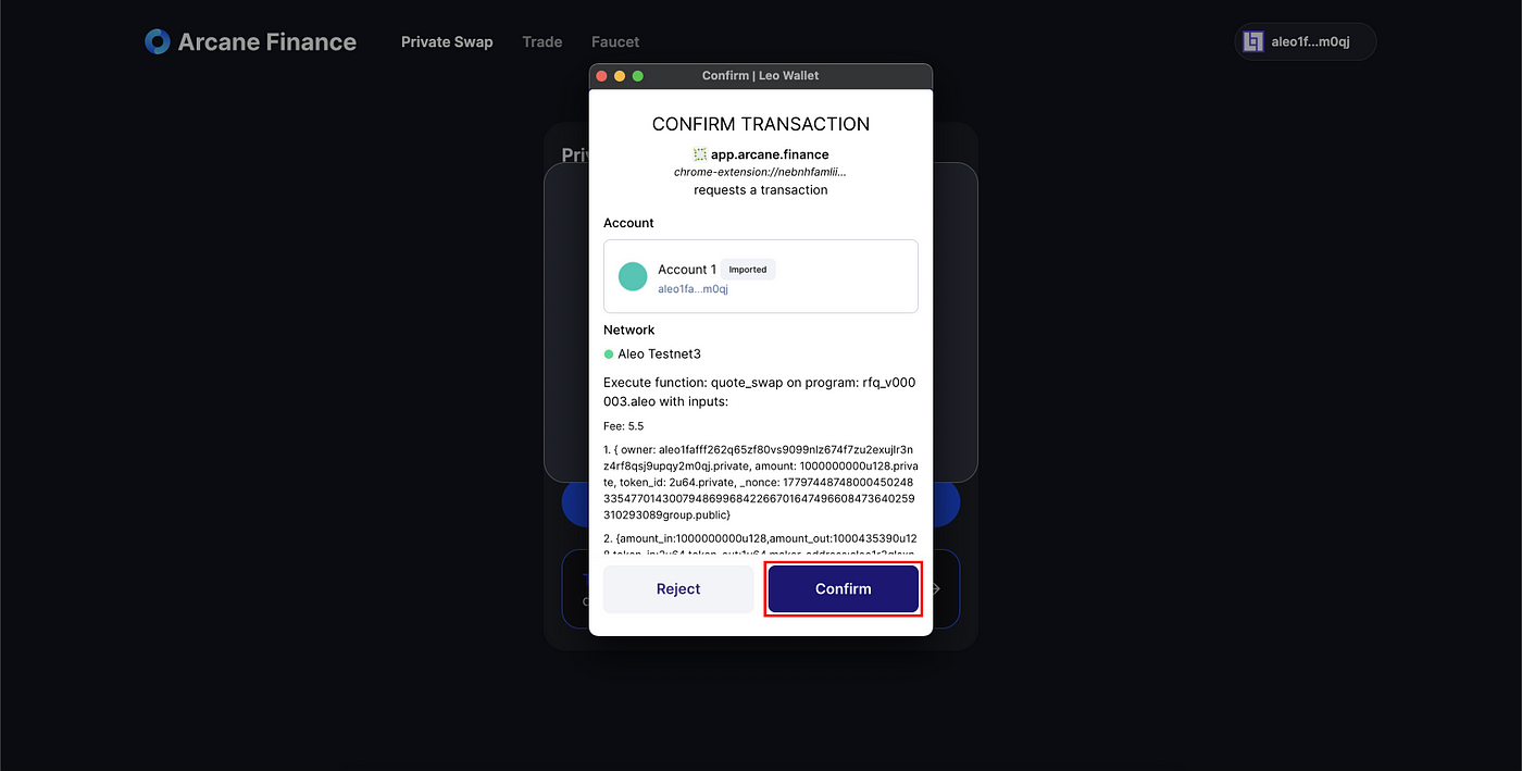 How to make private swaps in Arcane Finance using Leo Wallet - Sep 18, 2021 - Core - Webflow ...