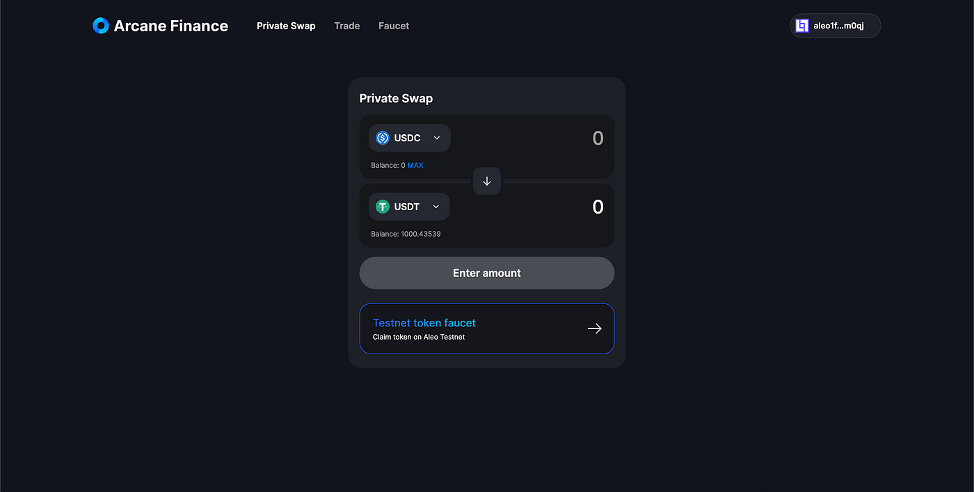 How to make private swaps in Arcane Finance using Leo Wallet - Sep 18, 2021 - Core - Webflow ...