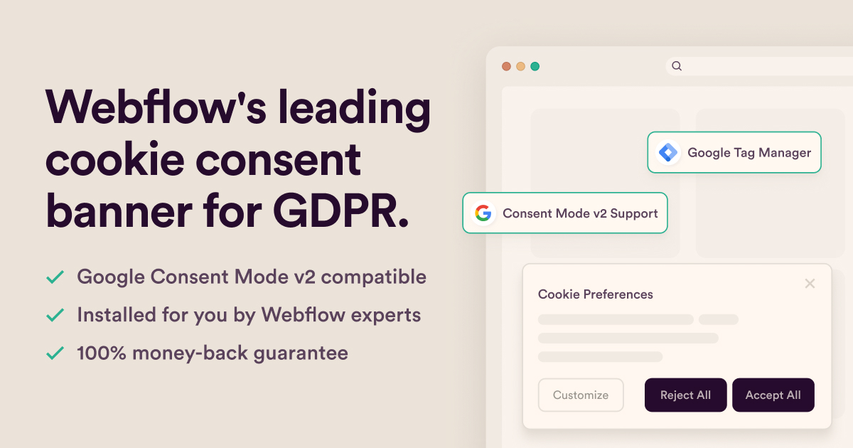 Top Webflow Cookie Consent Banner | Used By 10,000+ Sites